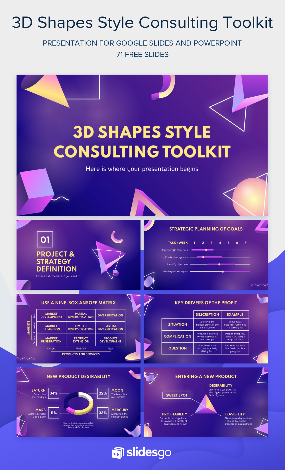 3D Shapes Style Consulting Toolkit | Google Slides & PPT