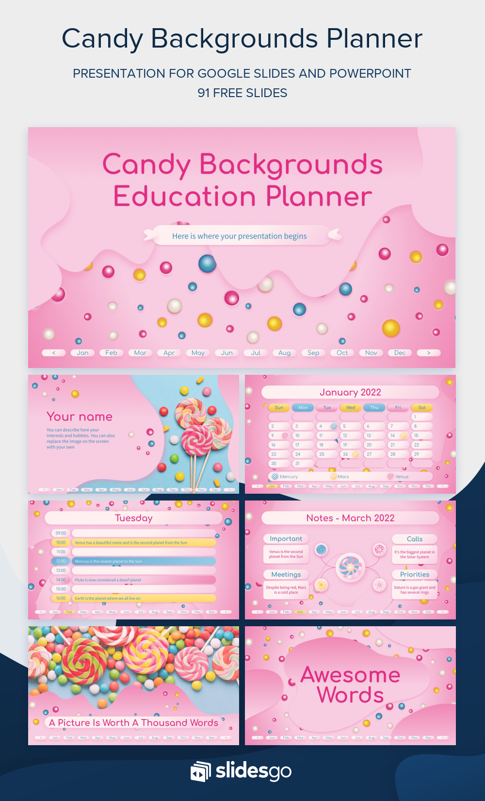 Candy Backgrounds Education Planner | Google Slides & PPT
