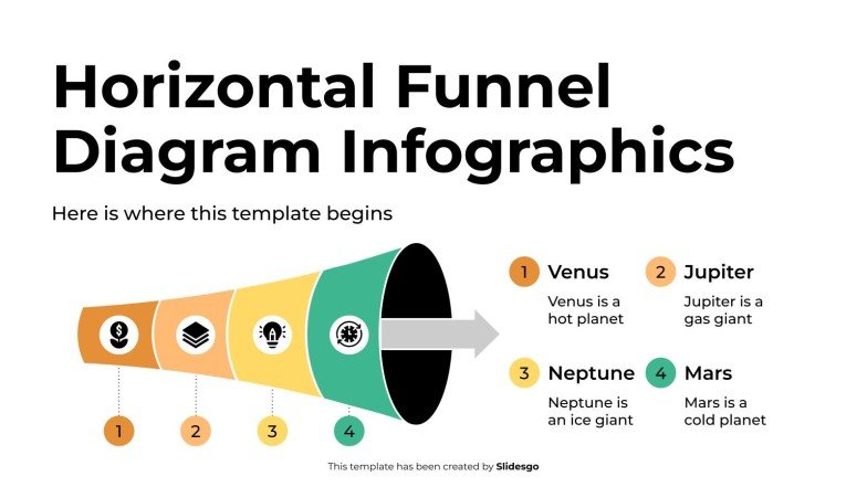 Horizontal Funnel Diagram Infographics Template