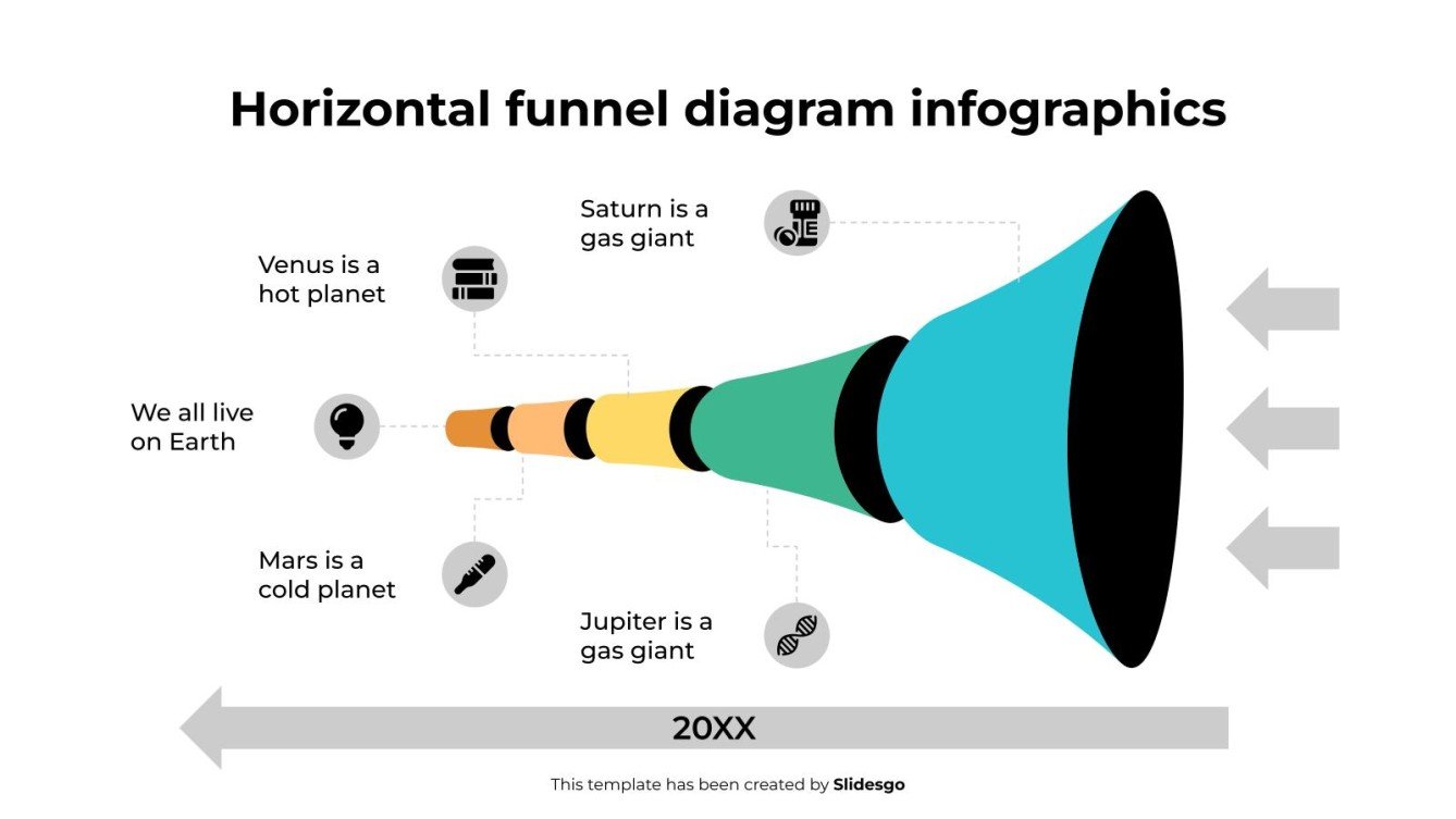 Horizontal Funnel Diagram Infographics Template