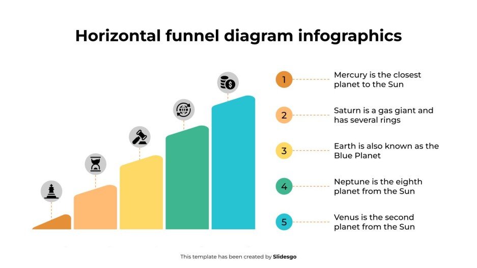 Horizontal Funnel Diagram Infographics Template