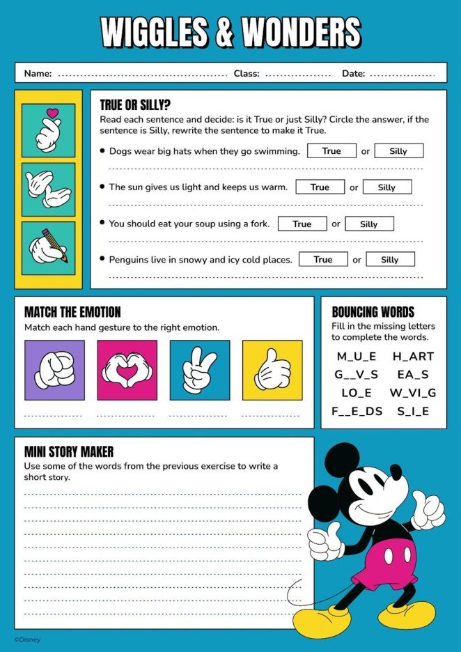 Mickey's Hands Worksheet Presentation