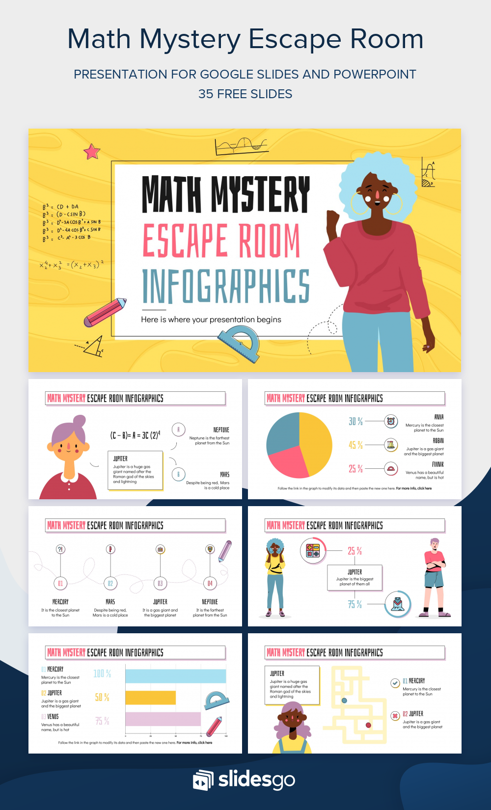 Math Mystery Escape Room Infographics | Google Slides & PPT