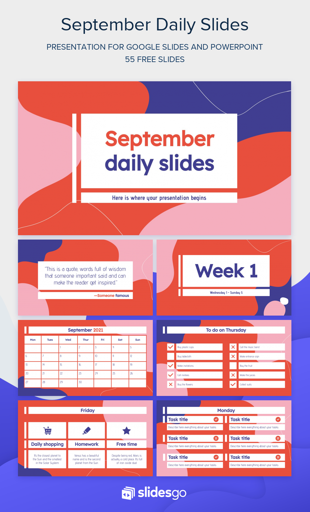 September Daily Slides | Google Slides & PowerPoint template