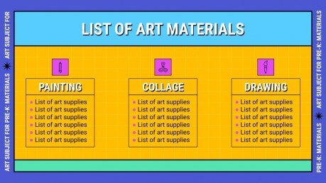 Arte para pré-escola: Materiais | Google Slides e PPT