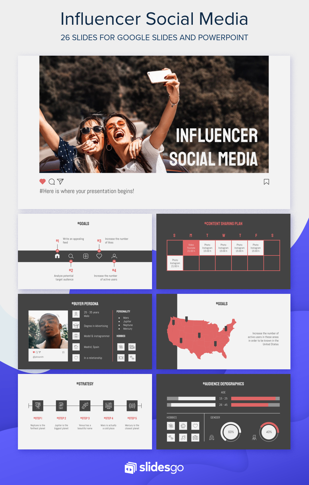 Influencer Social Media Google Slides and PPT template