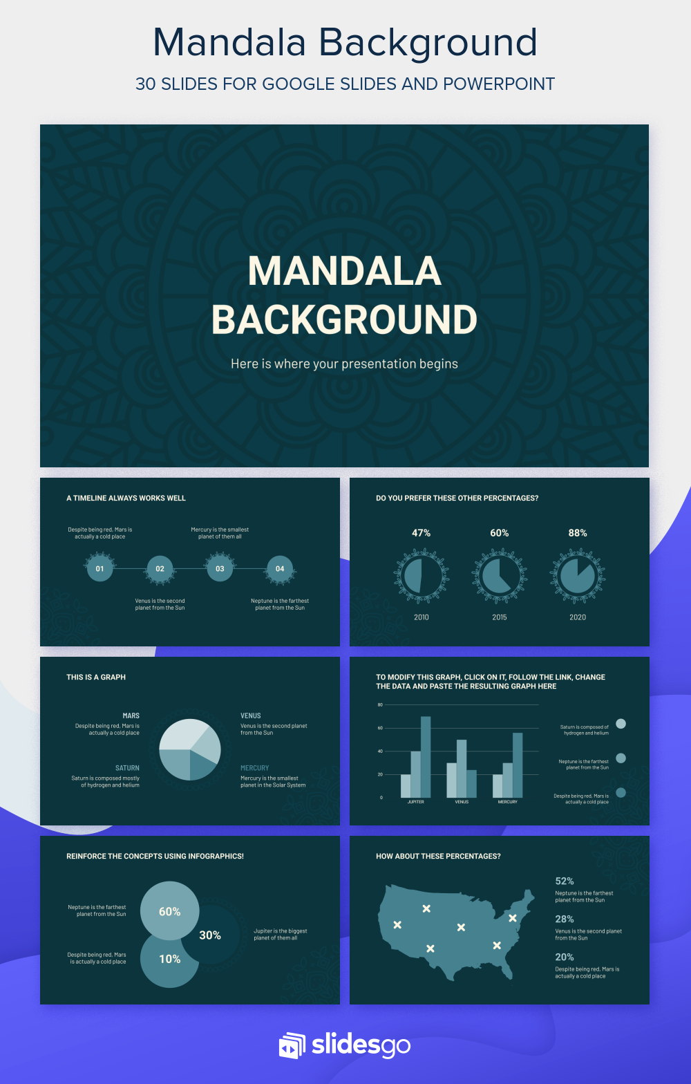Mandala Background Google Slides theme and PPT template