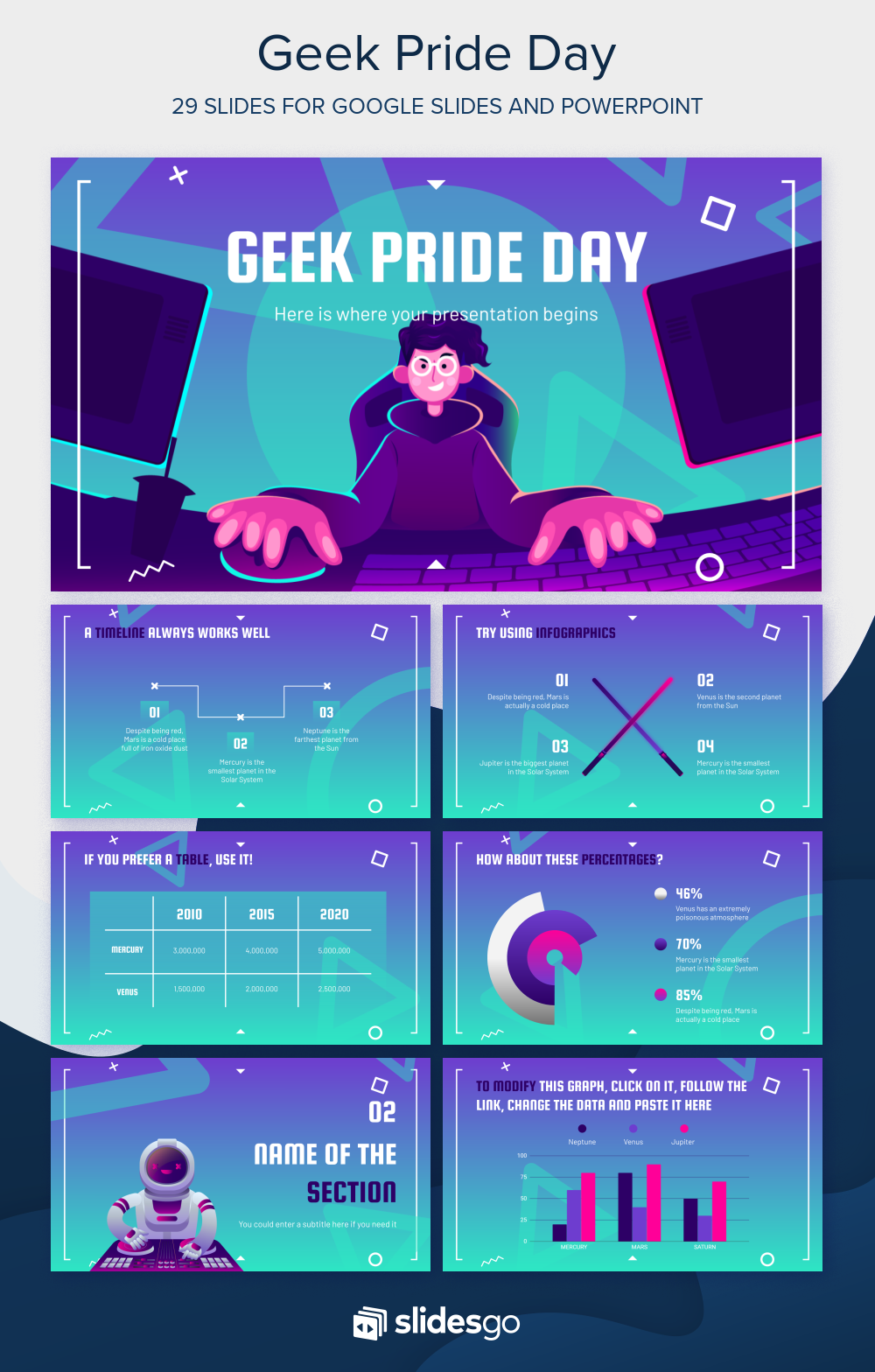 Geek Pride Day Google Slides and PowerPoint template