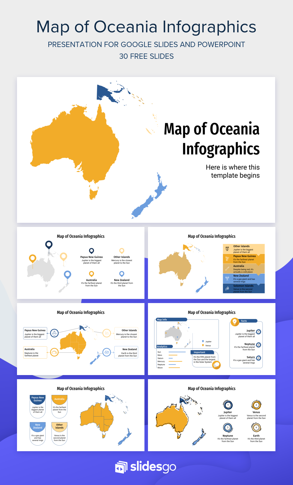 Map of Oceania Infographics for Google Slides & PowerPoint