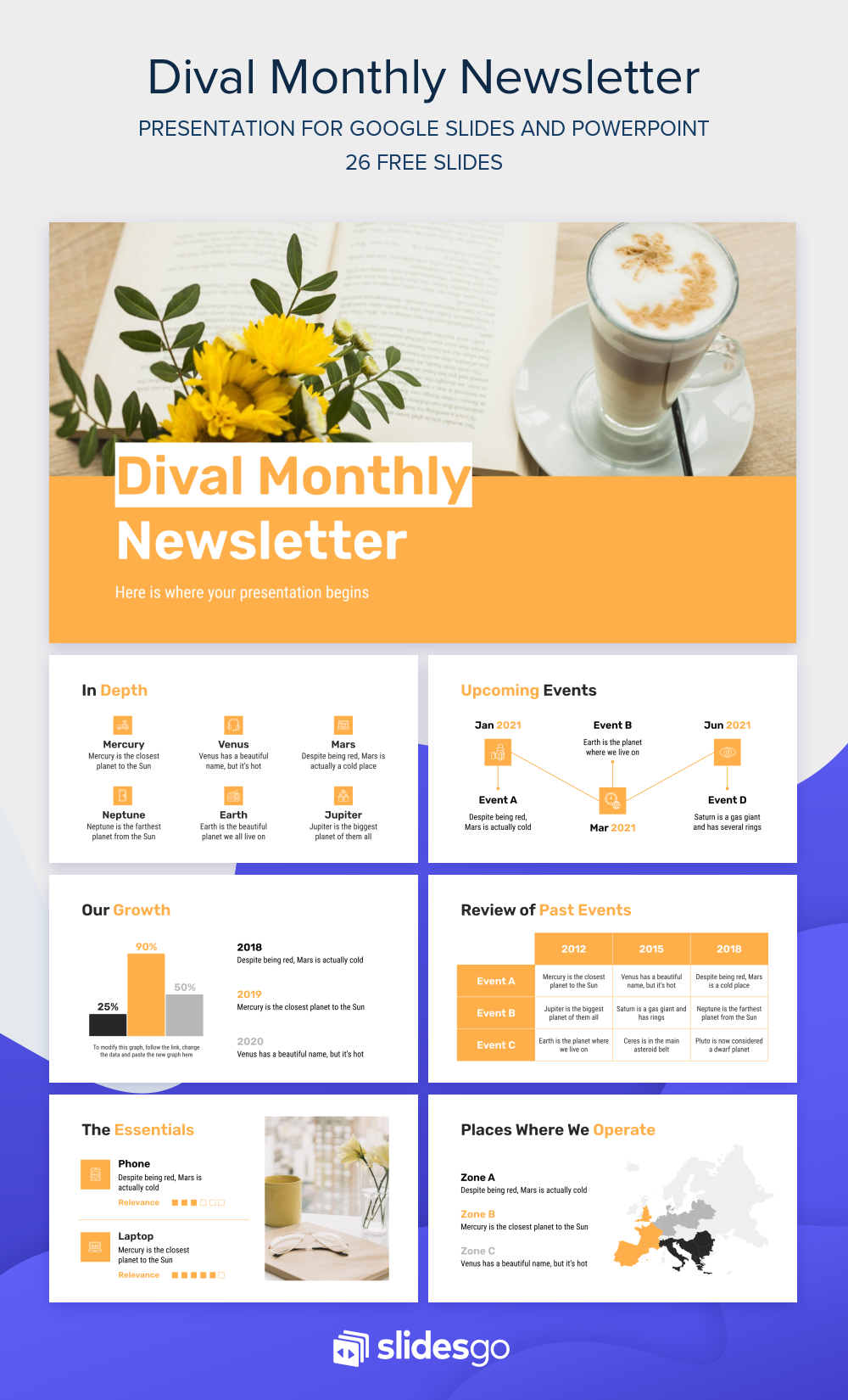 Dival Monthly Newsletter Google Slides theme & PPT template