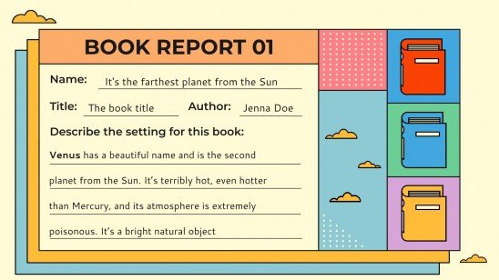 Colorful Book Report | Google Slides and PowerPoint theme
