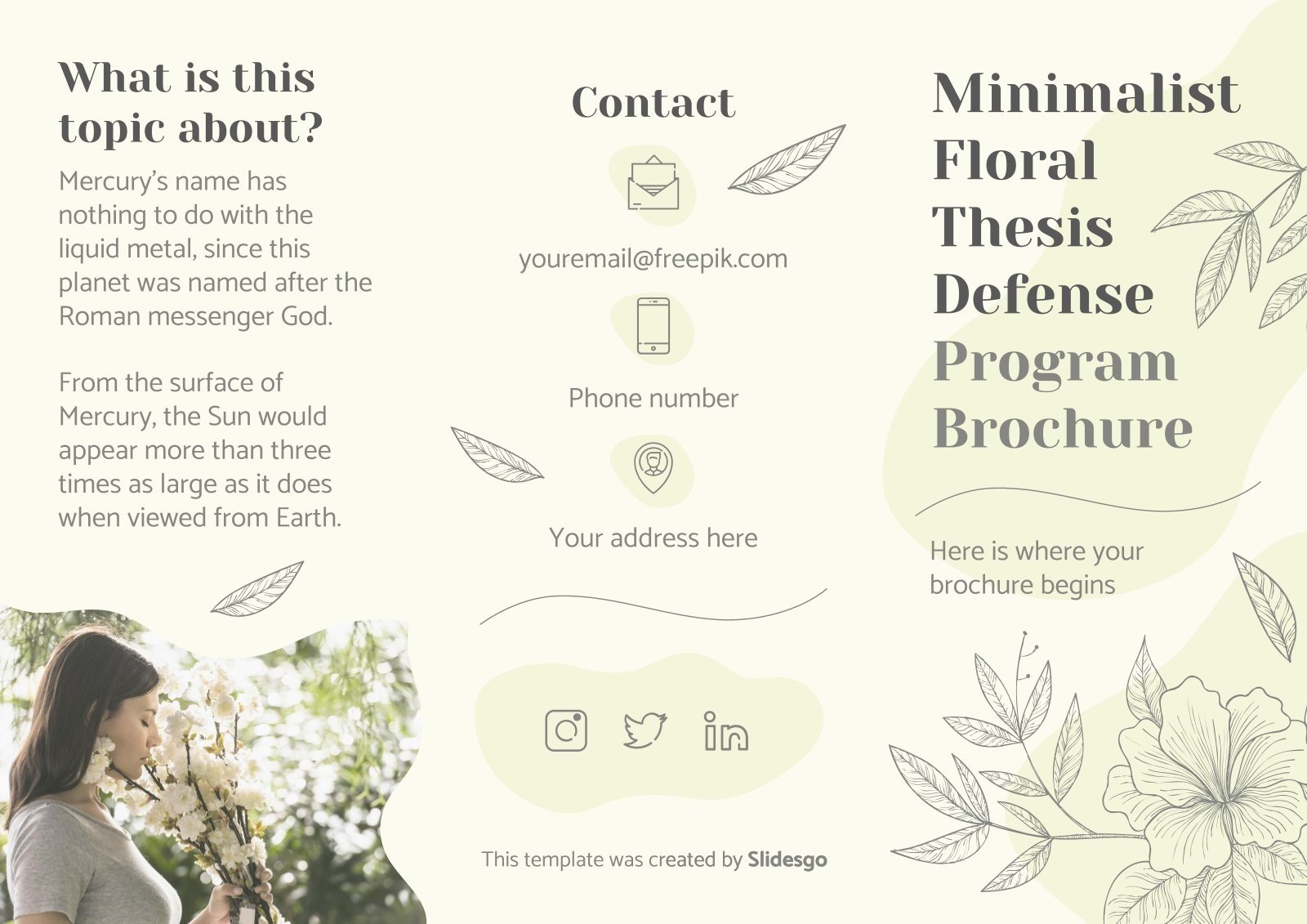Minimalist Floral Thesis Defense Brochure | Google Slides
