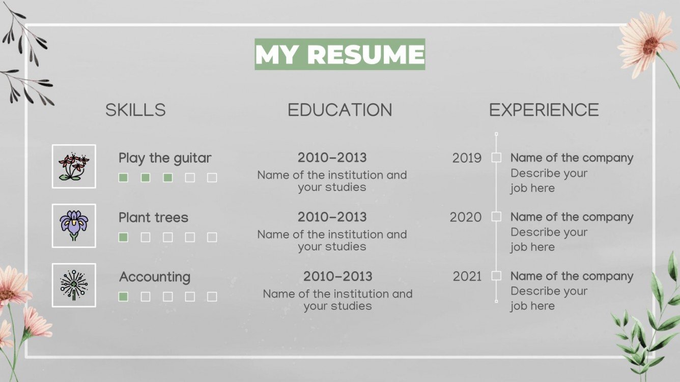 Floral Career Portfolio | Google Slides & PowerPoint template