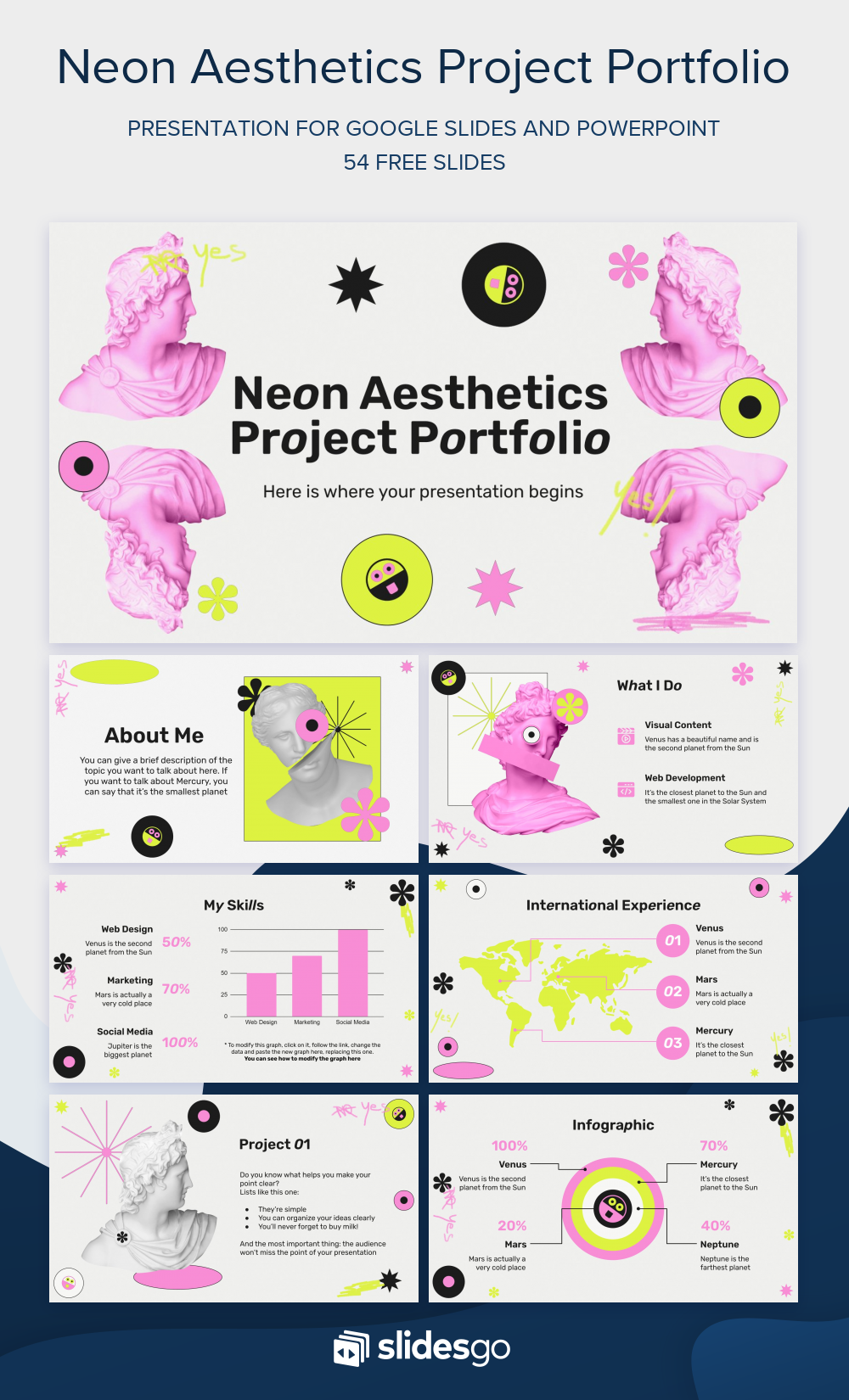 Neon Aesthetics Project Portfolio | Google Slides & PowerPoint