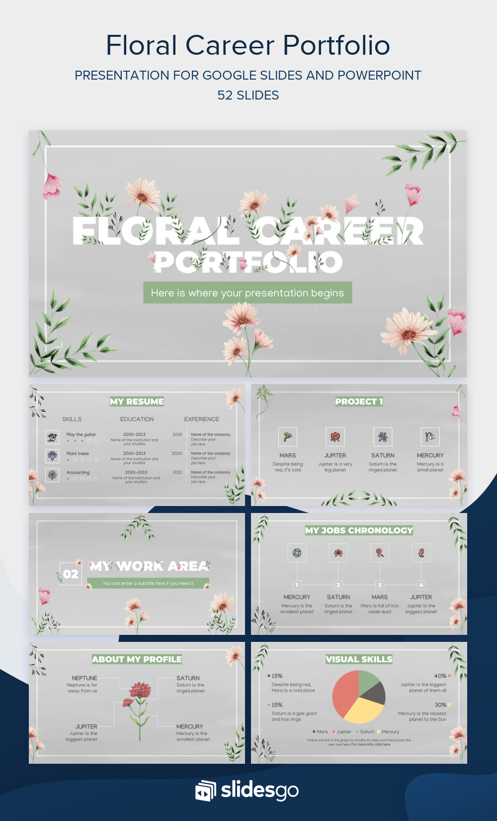 Floral Career Portfolio | Google Slides & PowerPoint template