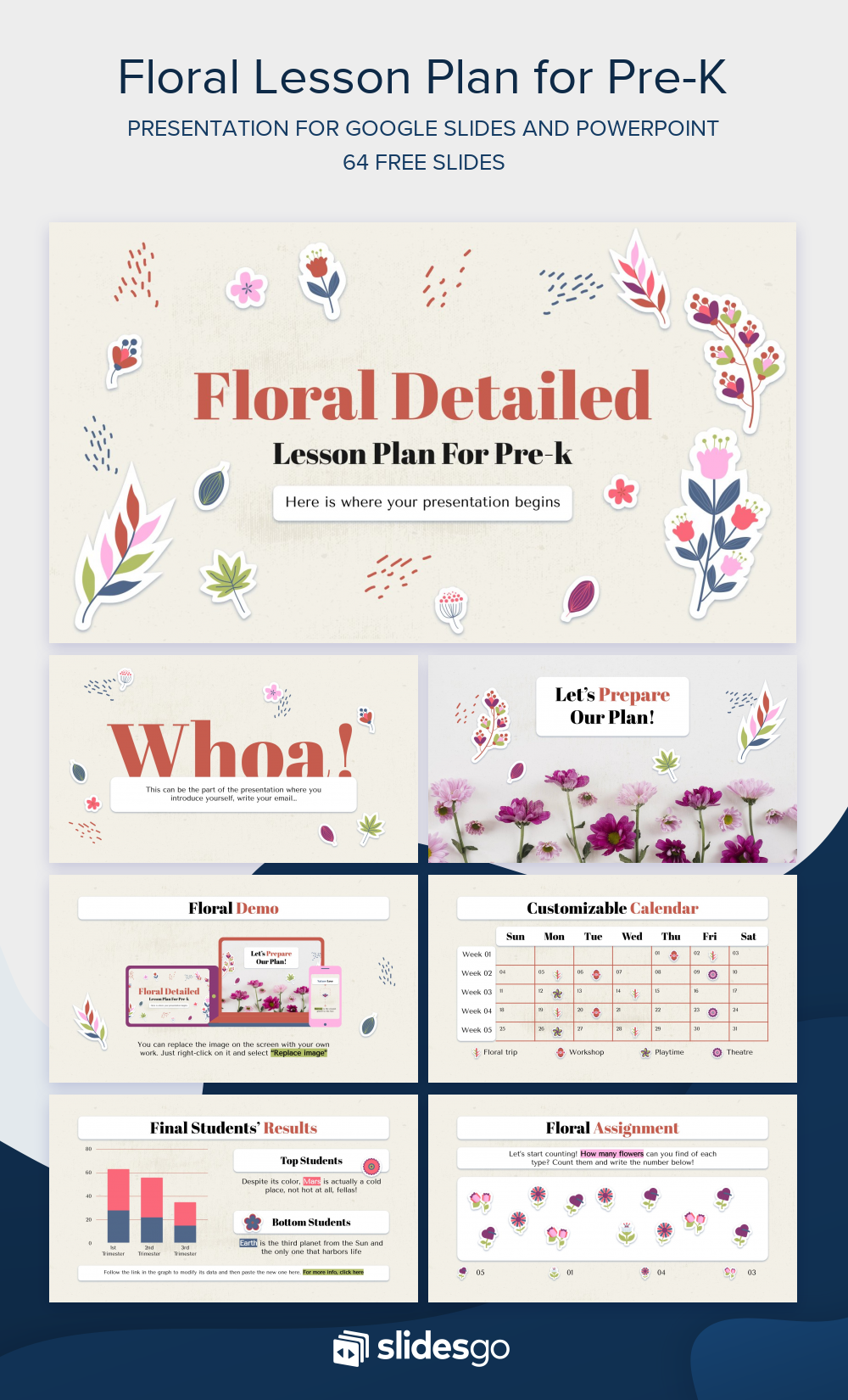 Floral Detailed Lesson Plan for Pre-K | Google Slides & PPT