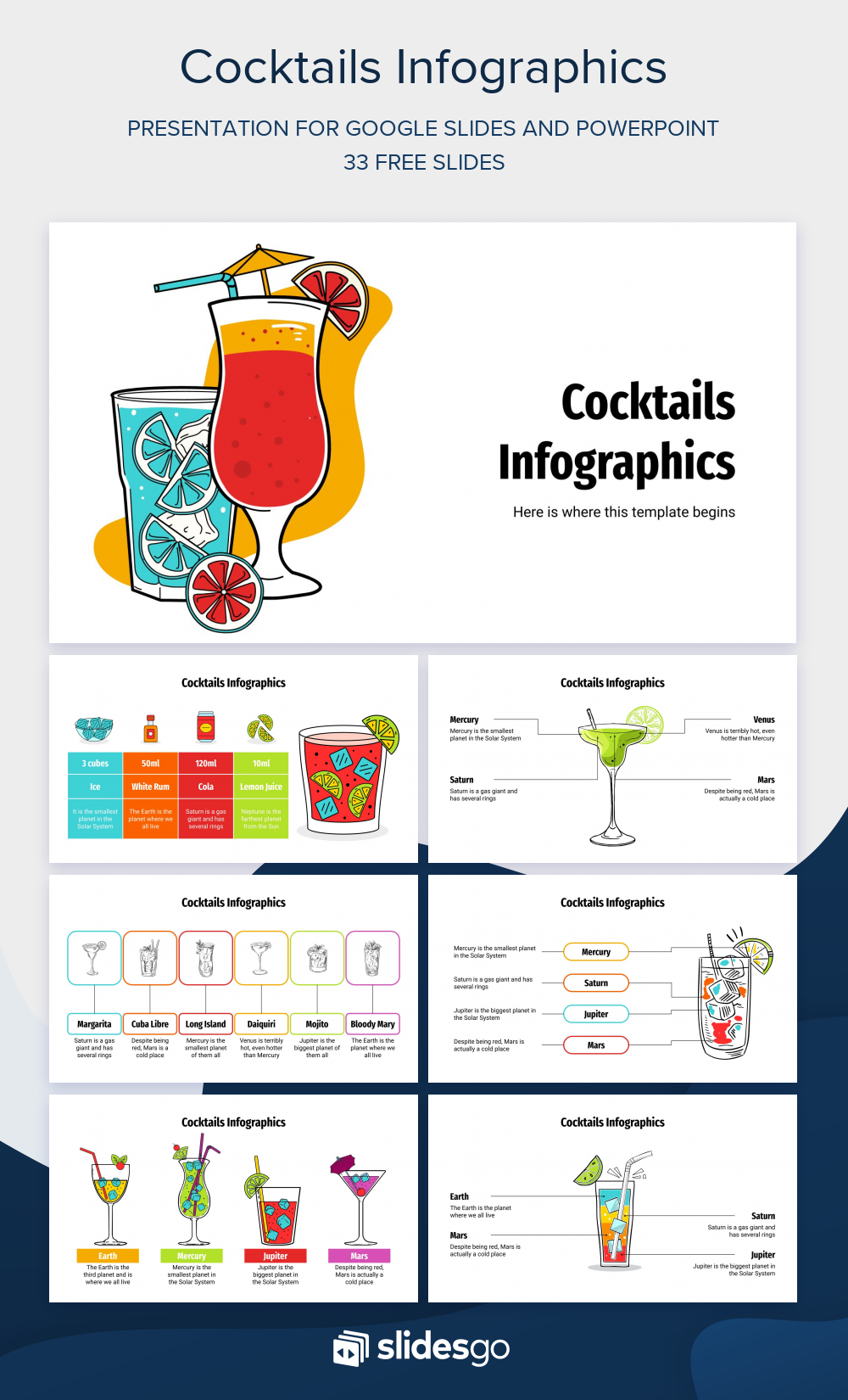 Cocktails Infographics | Google Slides and PowerPoint template