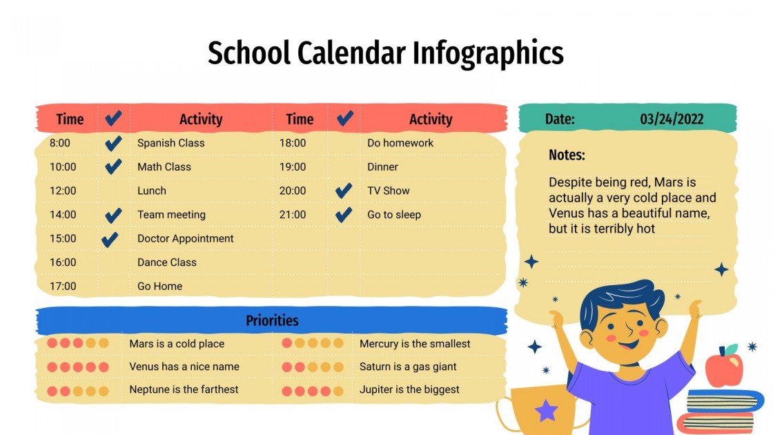 School Calendar Infographics | Google Slides & PowerPoint