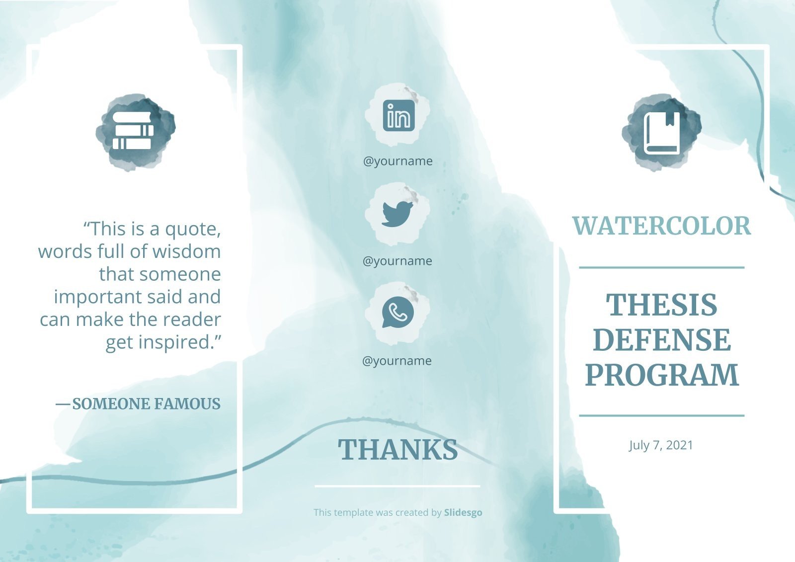 Watercolor Thesis Defense Brochure | Google Slides & PPT