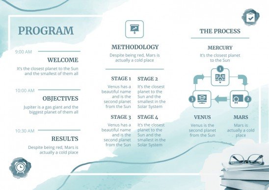 Watercolor Thesis Defense Brochure | Google Slides & PPT