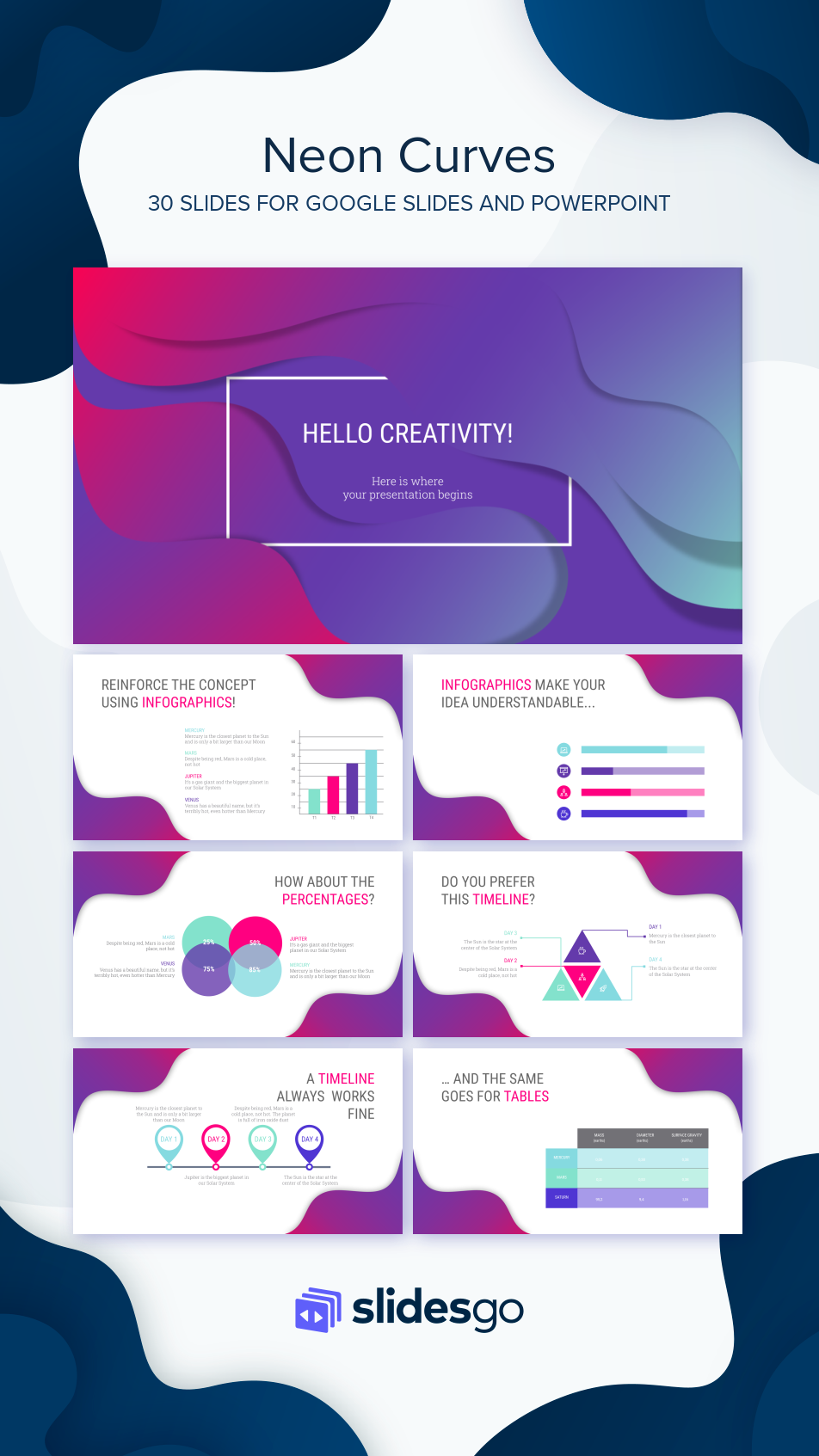 Page 3 | Neon Curves Google Slides and PowerPoint Template