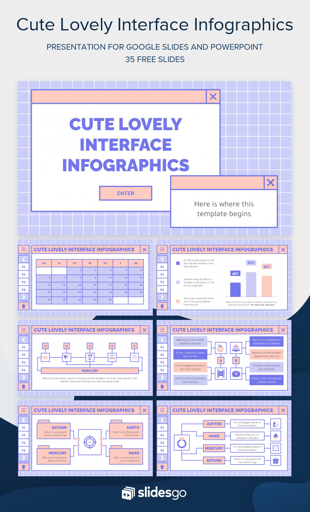 Cute Lovely Interface Infographics | Google Slides & PPT