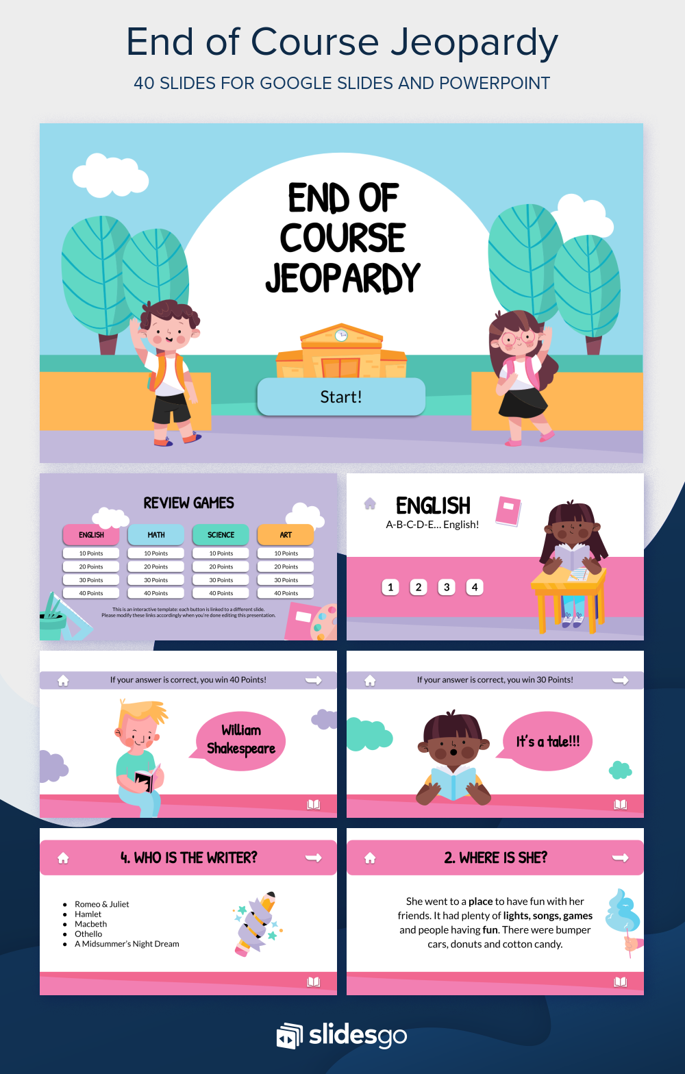 Page 2 | End of Course Jeopardy Google Slides and PowerPoint template