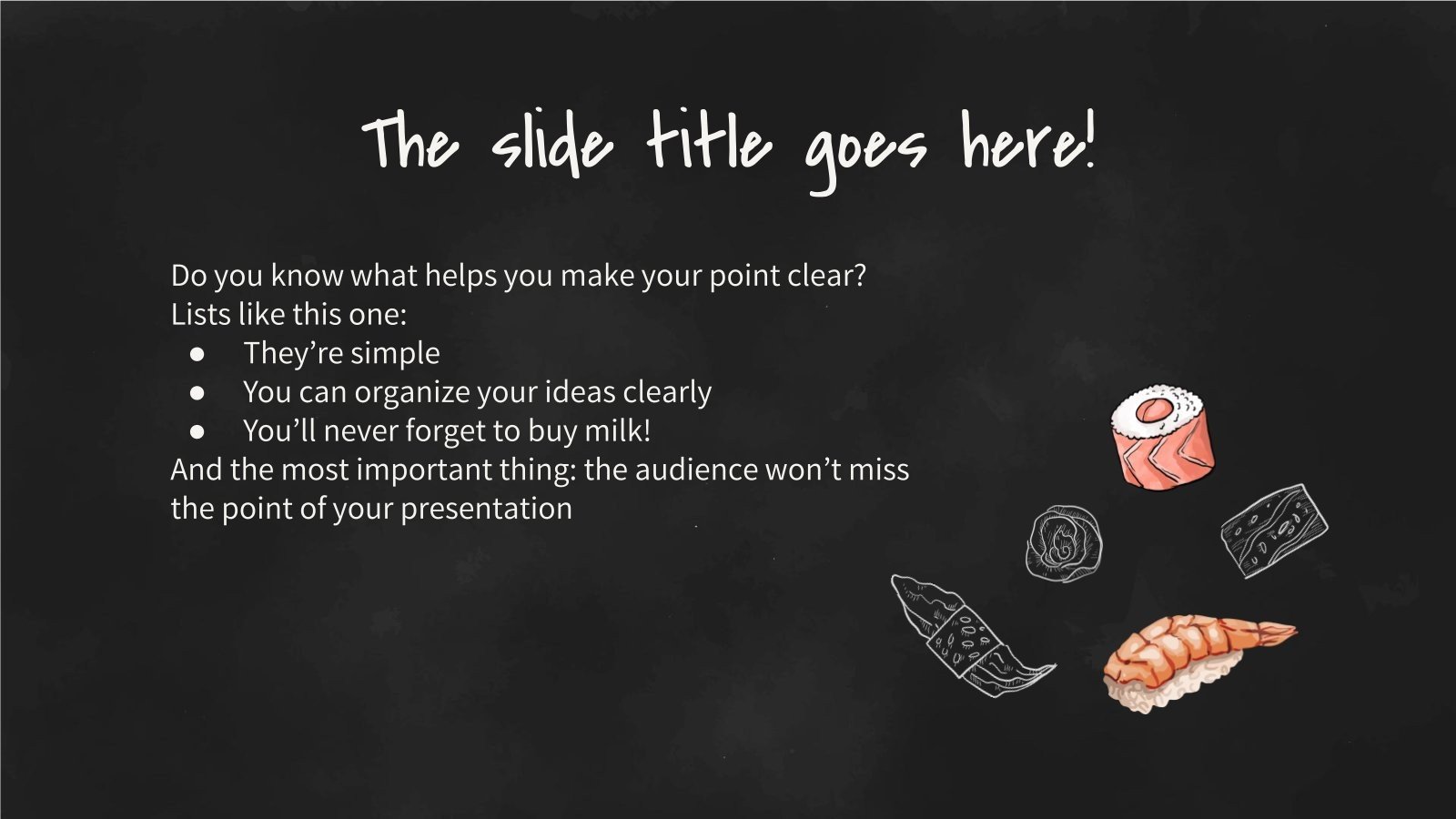 Sushi Blackboard for Marketing | Google Slides & PPT template