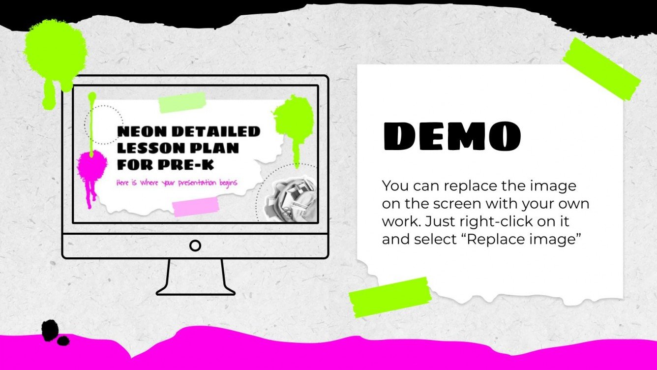 Neon Detailed Lesson Plan for Pre-K | Google Slides & PPT