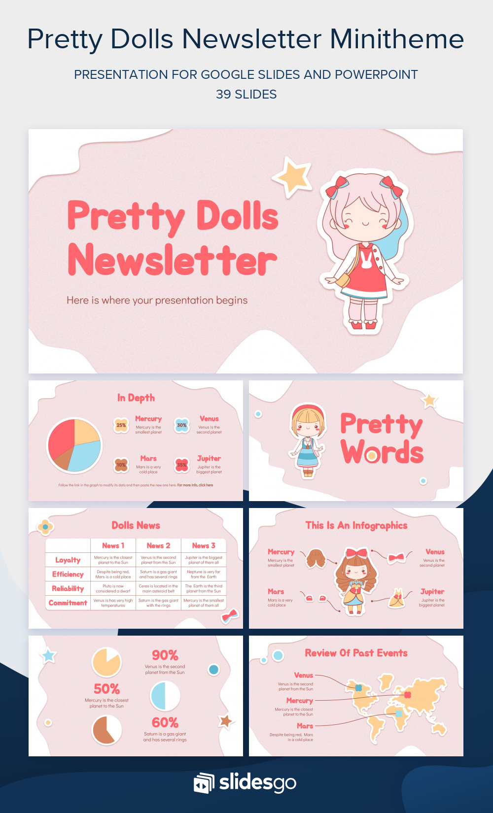 Pretty Dolls Newsletter Minitheme | Google Slides & PowerPoint