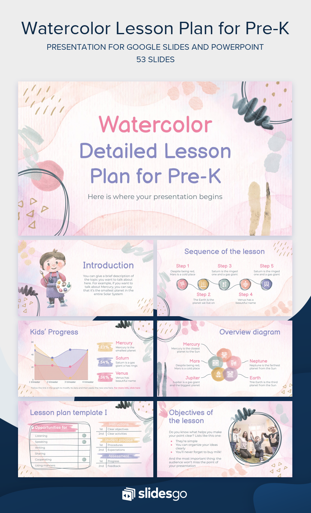 Watercolor Lesson Plan for Pre-K | Google Slides & PPT