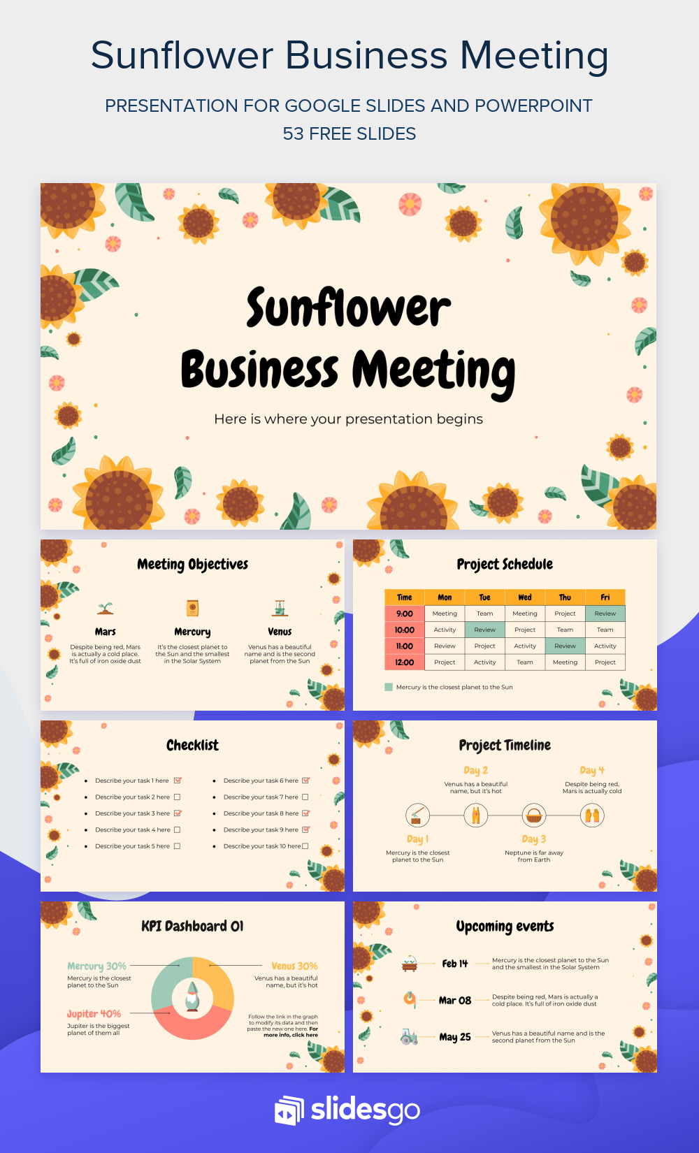 Sunflower Business Meeting | Google Slides & PowerPoint