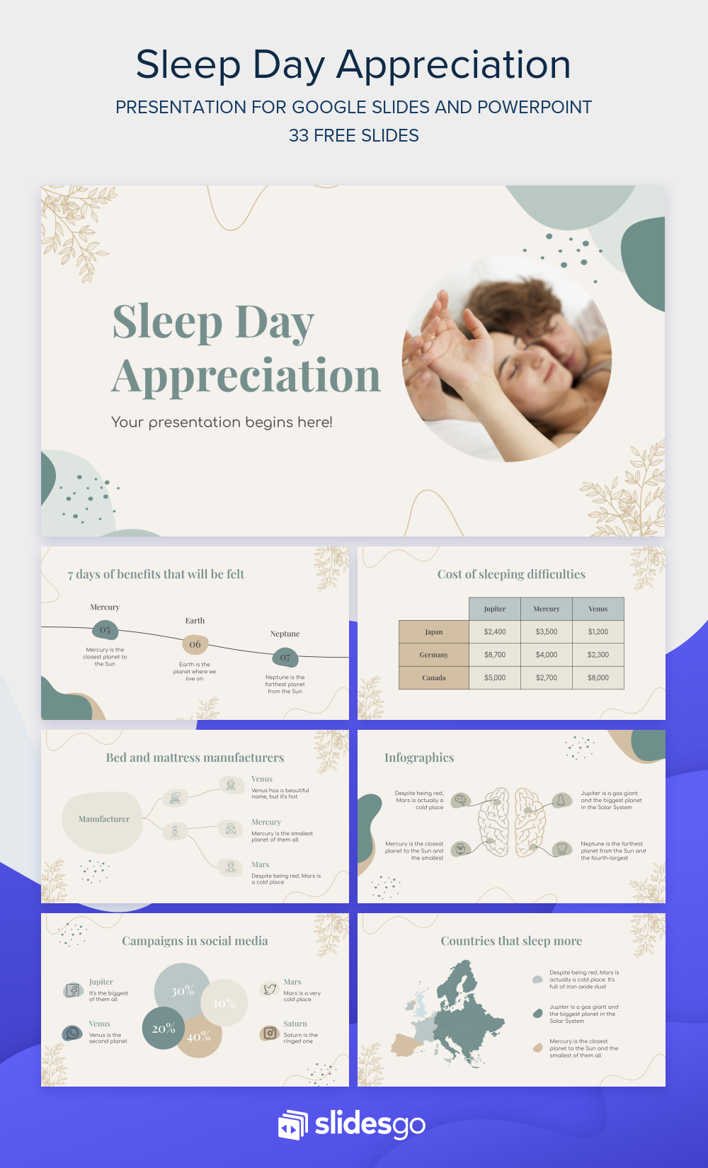Sleep Day Appreciation Google Slides & PowerPoint template
